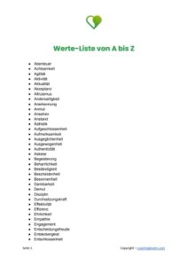 Werte Liste PDF Download: über 100 Werte für Coaching & Co.