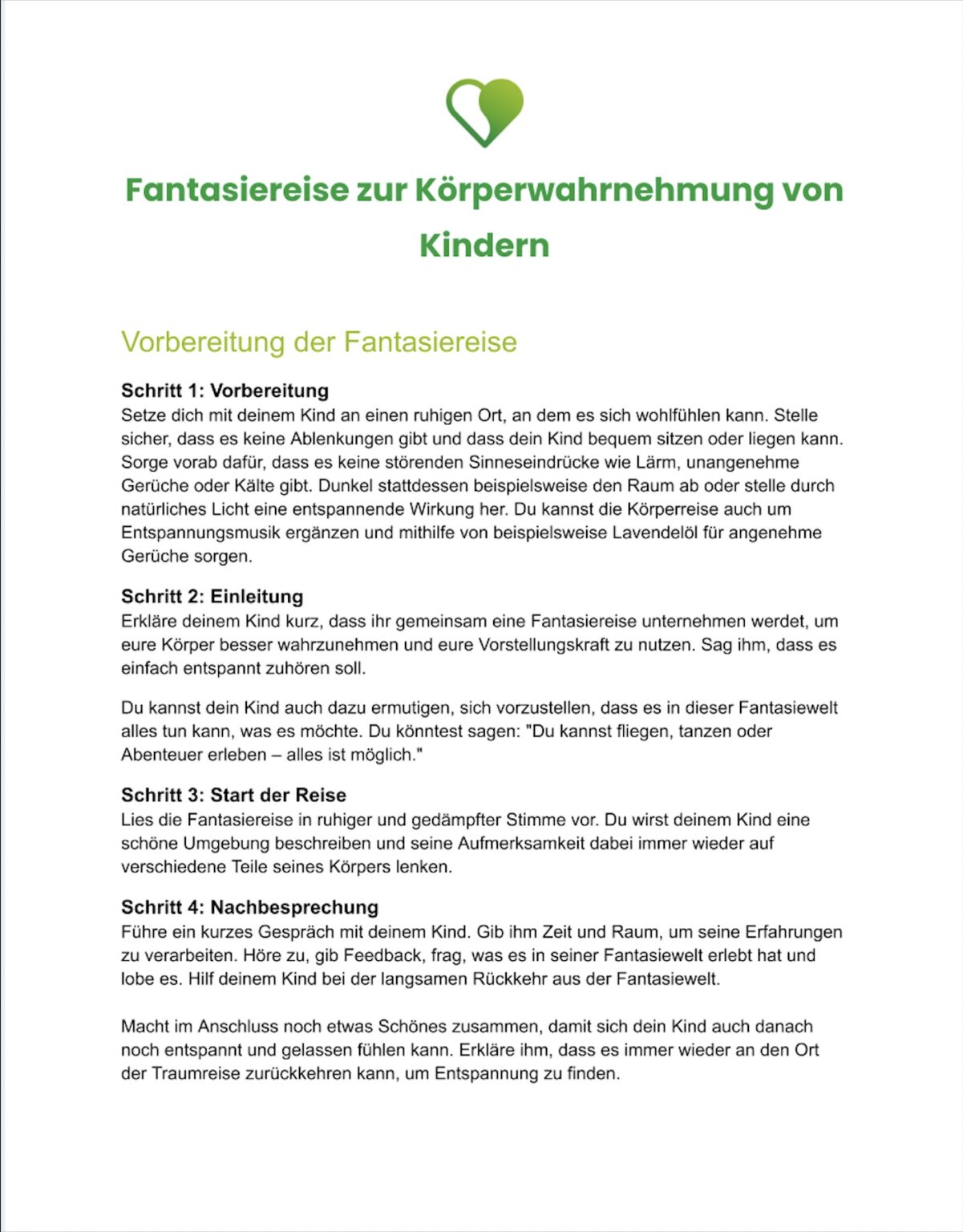 Fantasiereise zur Körperwahrnehmung für Kinder (PDF gratis)