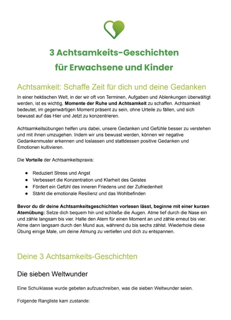 Achtsamkeit: Geschichten (PDF) kostenlos zum Herunterladen