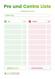 Pro und Contra Liste: Entscheidungen fundiert treffen (+PDF Vorlage)